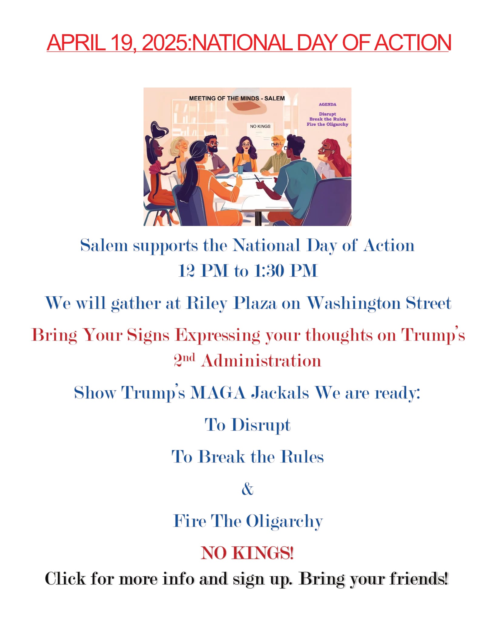 April 19th at 12 Noon Salem Protests MAGA – A More Perfect Nation